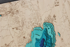 Lake Tahoe Large "Fade to Deep" 3D Wood Map – Tahoe Wood Maps