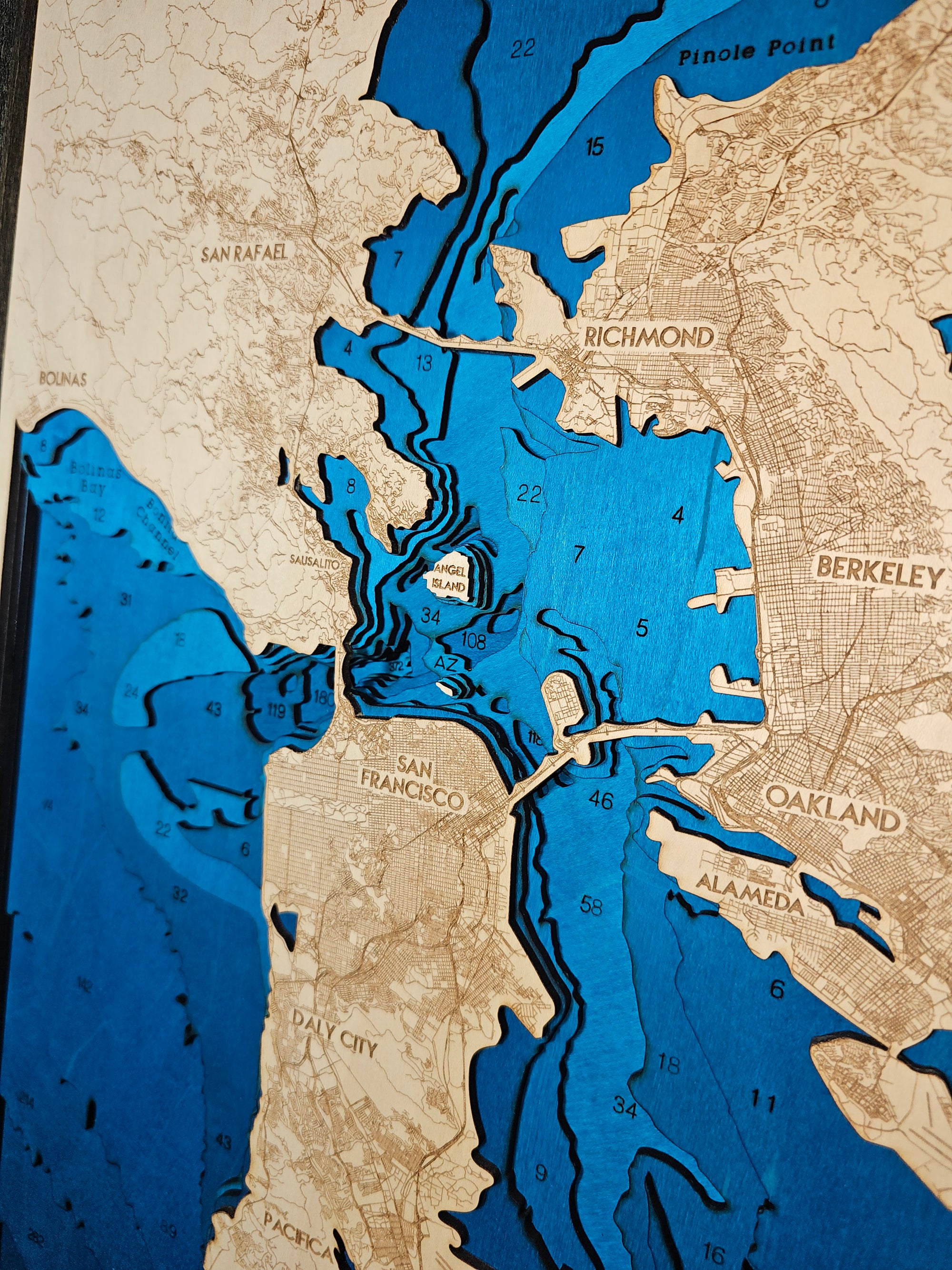 Large San Francisco Bay Area 3D Wood Map – Tahoe Wood Maps