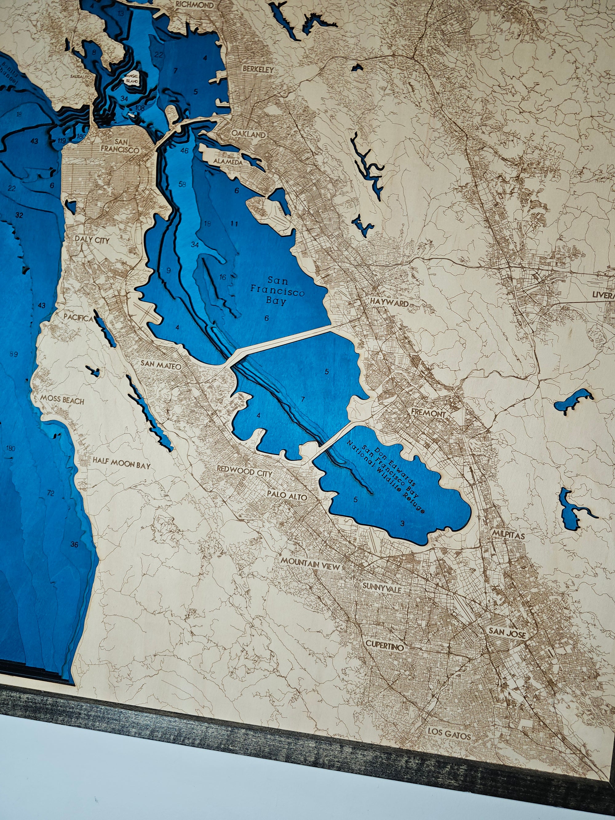 Large San Francisco Bay Area 3D Wood Map – Tahoe Wood Maps