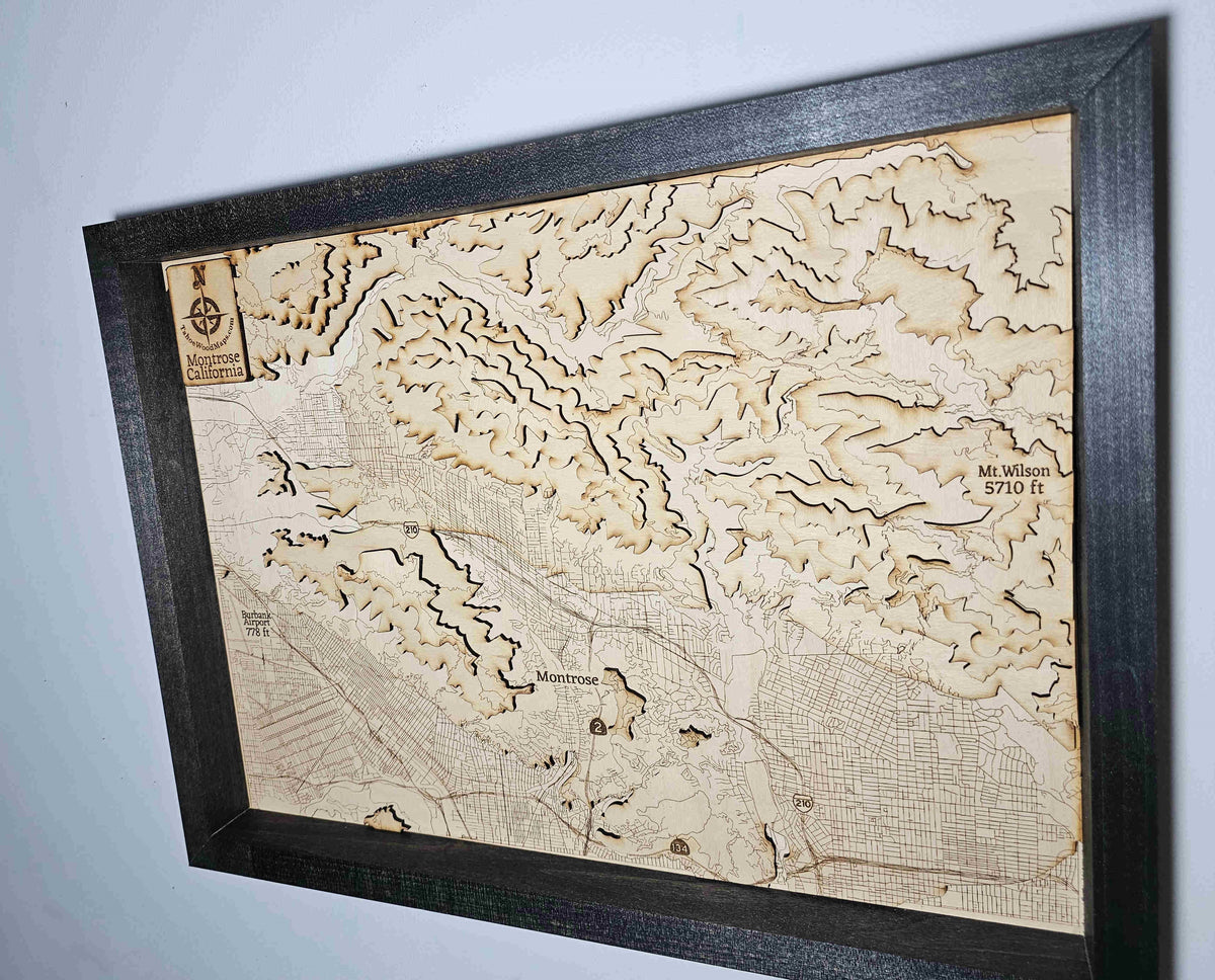 Montrose, CA 3D Wood Map – Tahoe Wood Maps