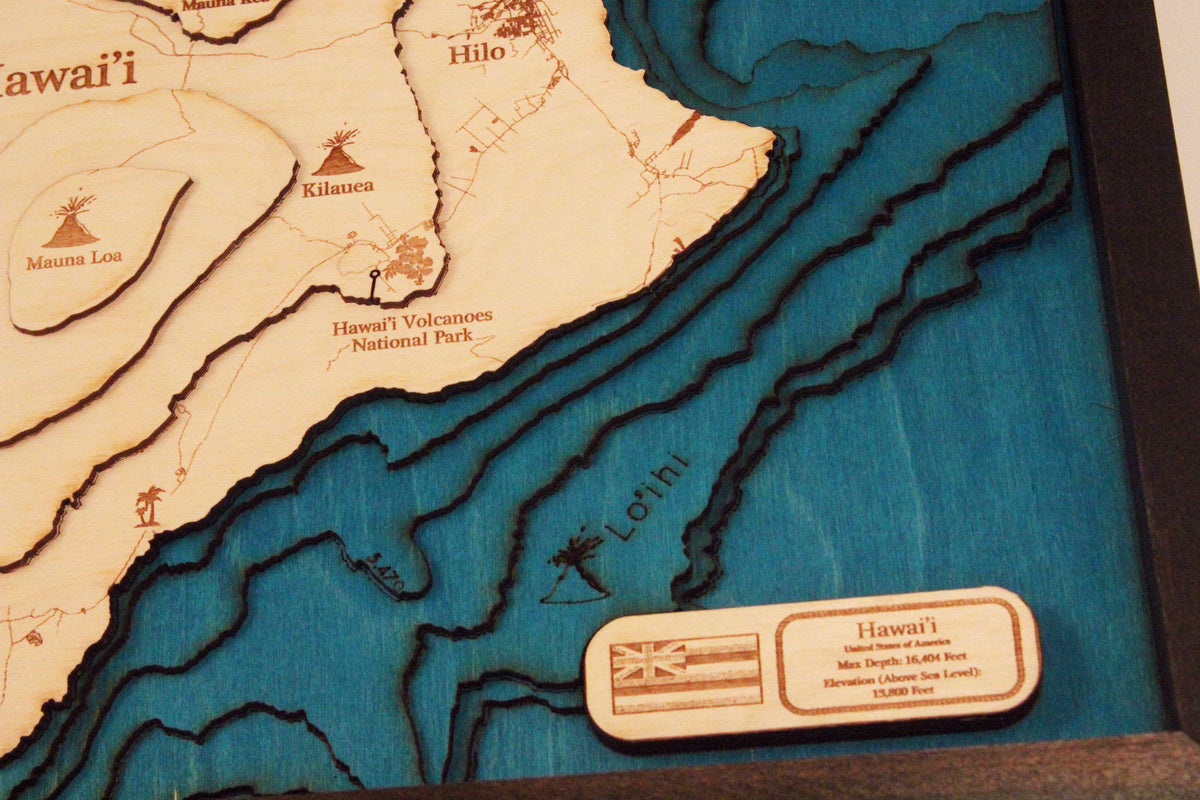 Hawai’i Big Island 3D Wood Map – Tahoe Wood Maps