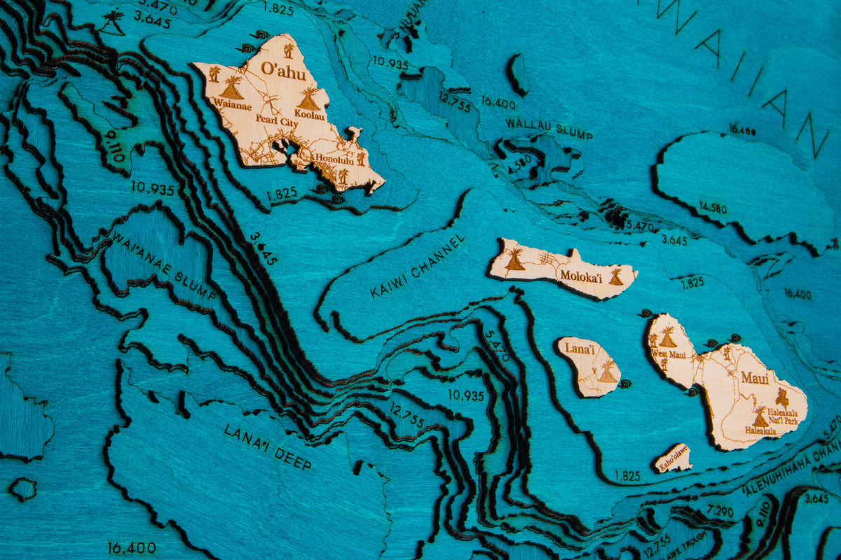 Hawaiian Islands 3D Wood Map – Tahoe Wood Maps