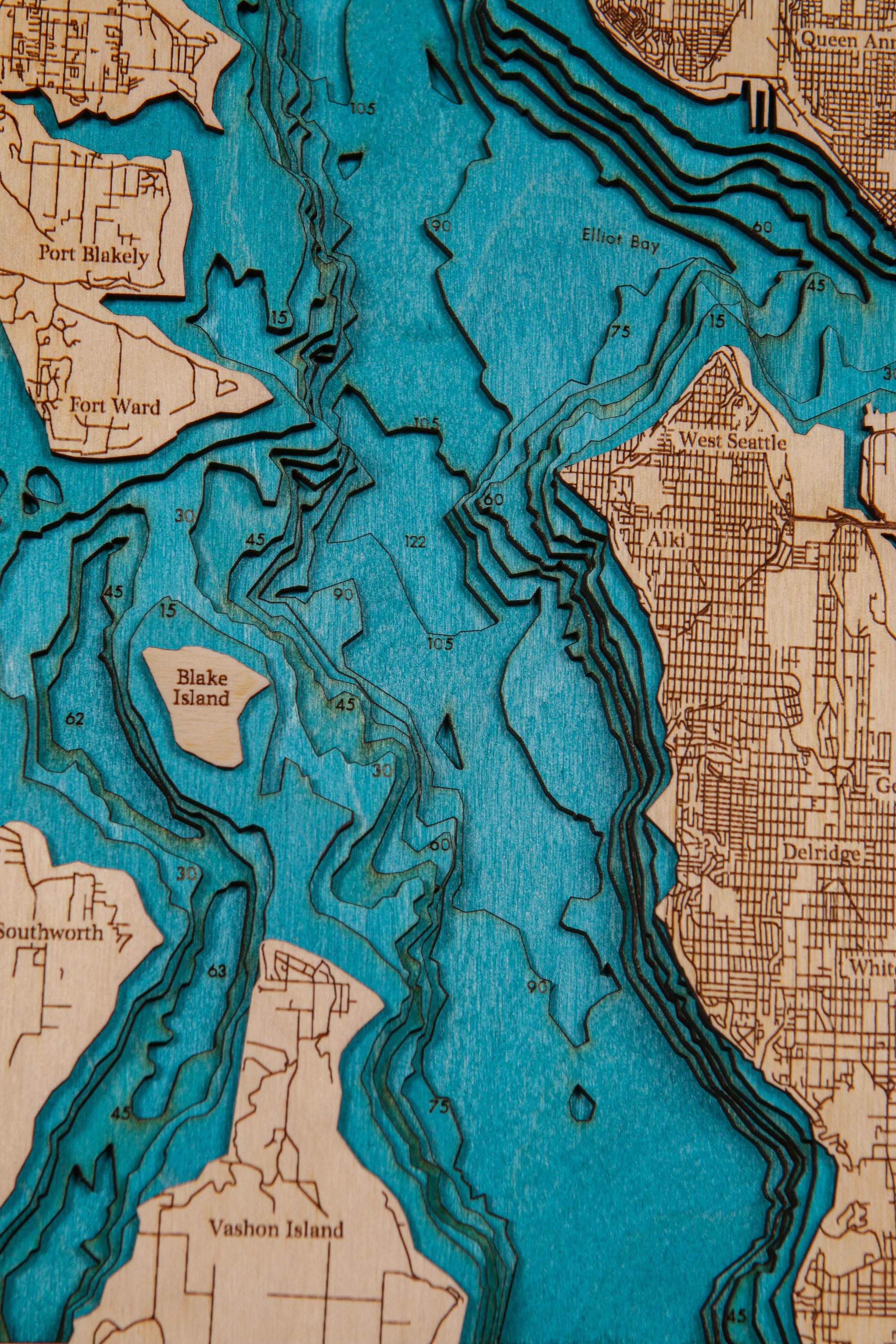 Seattle - WA 3D Wood Map – Tahoe Wood Maps