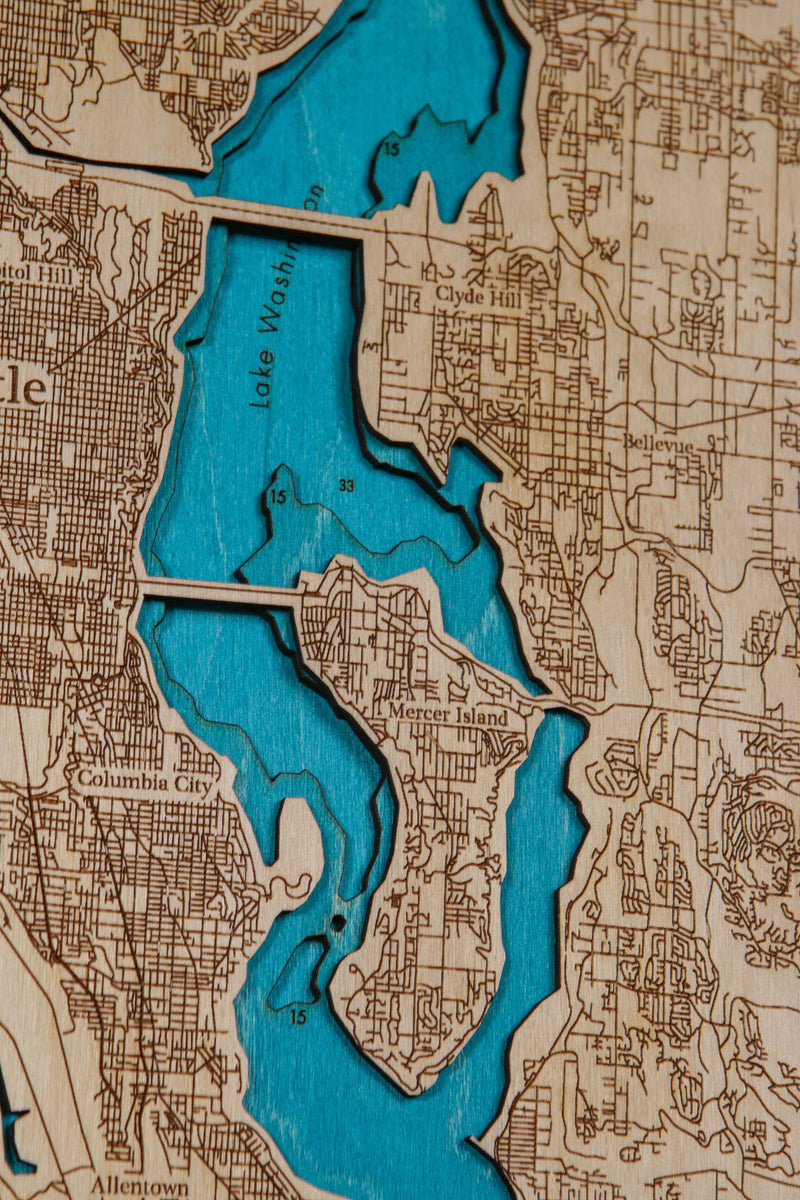 Seattle - WA 3D Wood Map – Tahoe Wood Maps