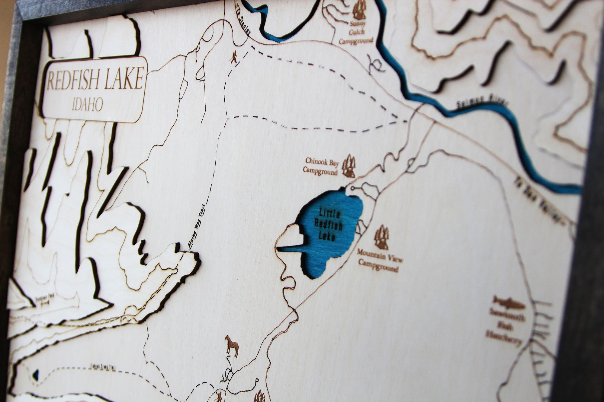 Large Redfish Lake 3D Wood Map – Tahoe Wood Maps