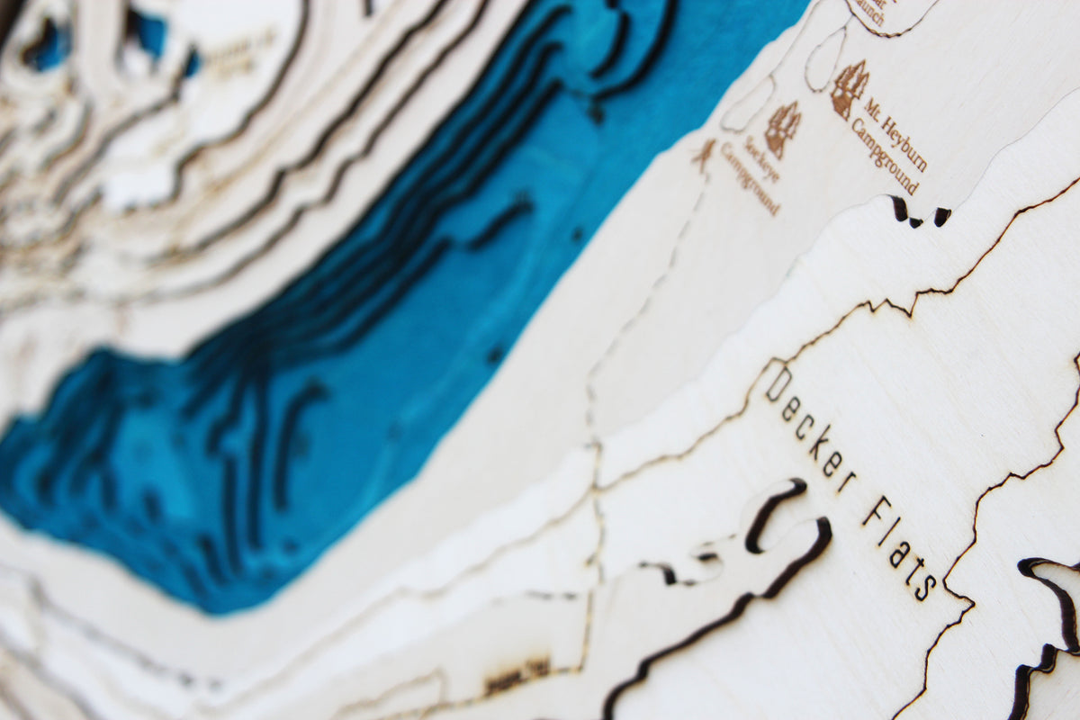 Large Redfish Lake 3D Wood Map – Tahoe Wood Maps