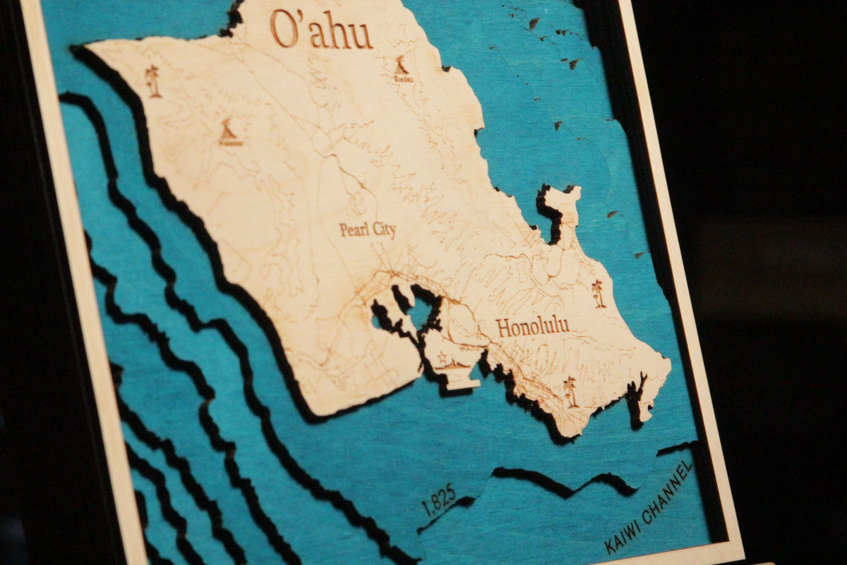 Mini Oahu 3D Wood Map – Tahoe Wood Maps