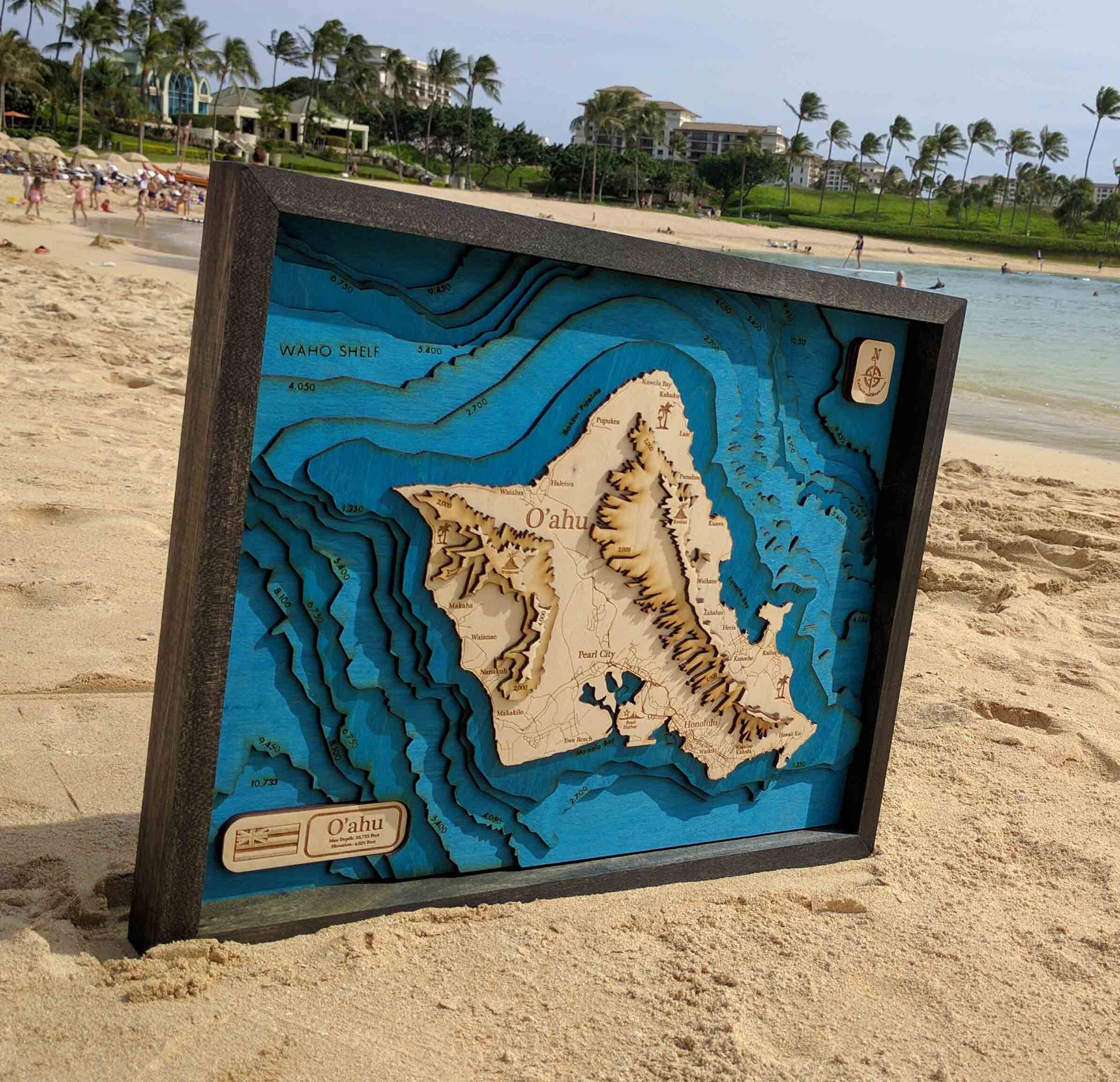 Oahu 3D Wood Map – Tahoe Wood Maps