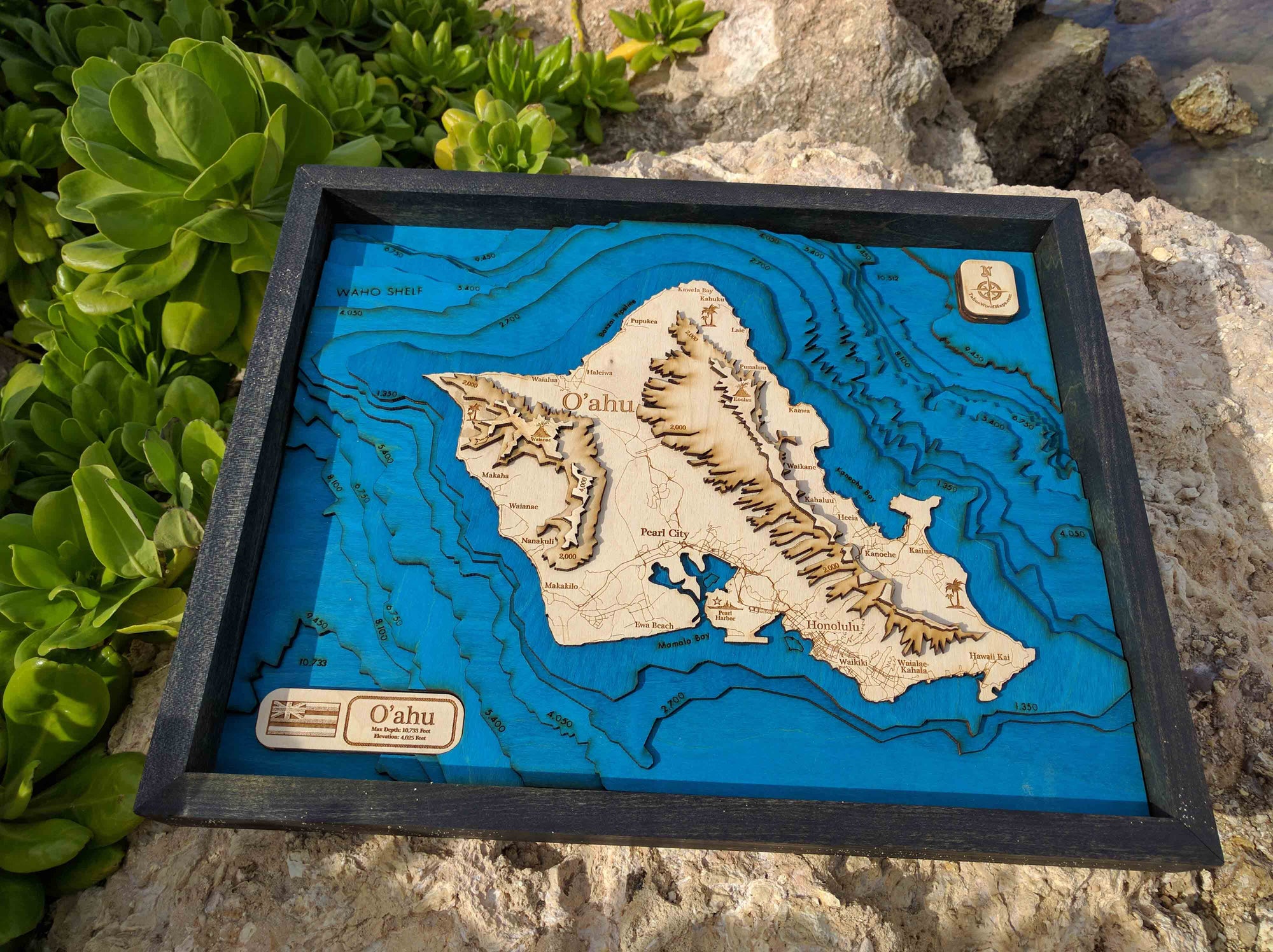 Oahu 3D Wood Map – Tahoe Wood Maps