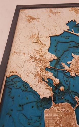 Large San Francisco Bay Area 3D Wood Map – Tahoe Wood Maps