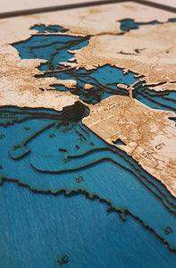 Large San Francisco Bay Area 3D Wood Map – Tahoe Wood Maps