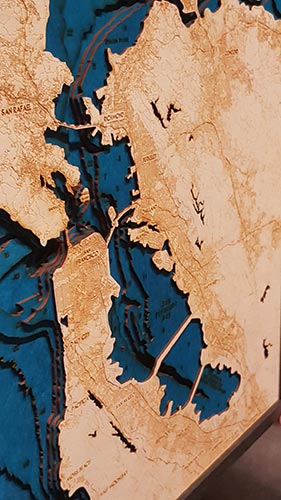 Large San Francisco Bay Area 3D Wood Map – Tahoe Wood Maps