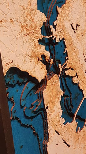Large San Francisco Bay Area 3D Wood Map – Tahoe Wood Maps