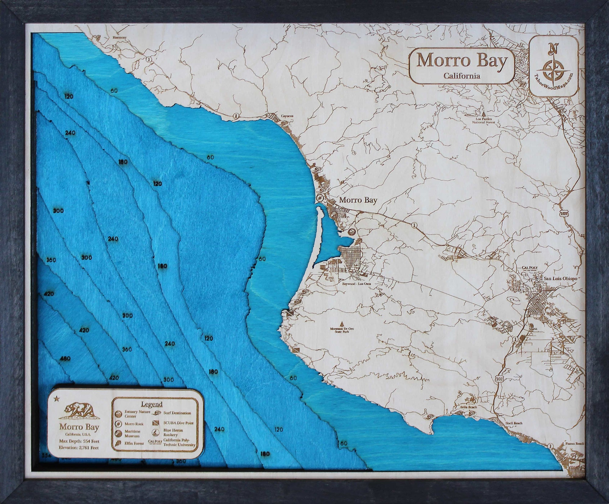 Morro Bay 3D Wood Map – Tahoe Wood Maps