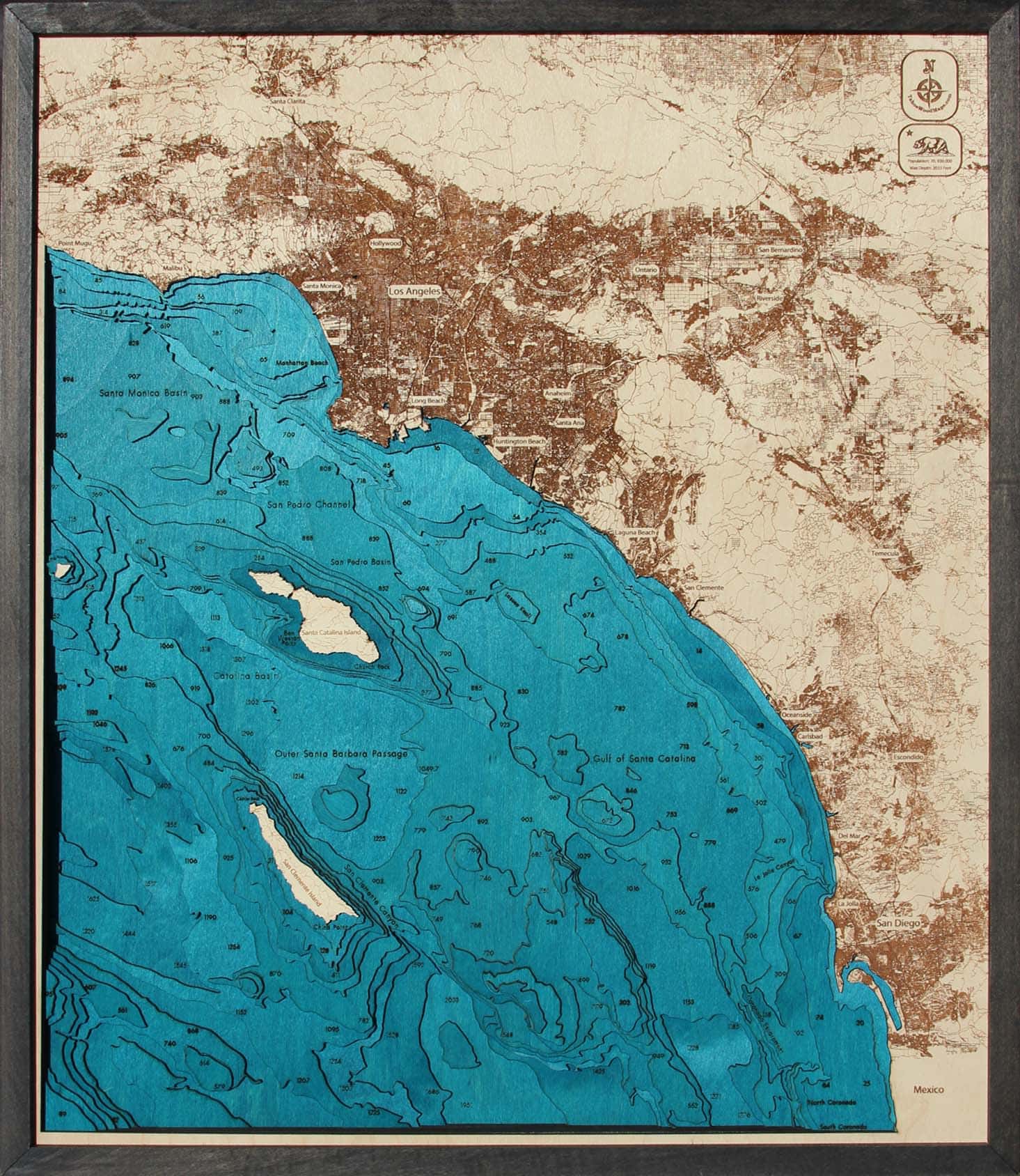 SoCal – L.A. to S.D. 3D Wood Map – Tahoe Wood Maps