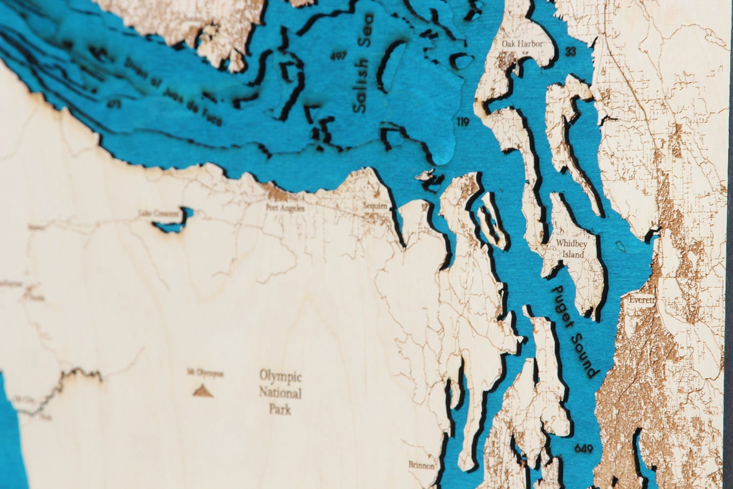Washington Coast - Seattle - Vancouver Island 3D Wood Map – Tahoe Wood Maps