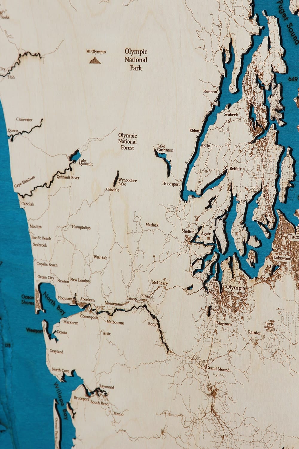 Washington Coast - Seattle - Vancouver Island 3D Wood Map – Tahoe Wood Maps